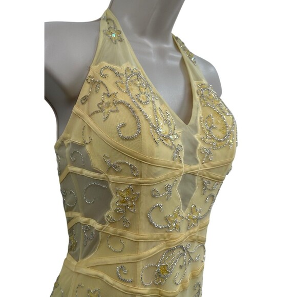 Caché | Dresses | Vintage Cache Dress Gown Small Yellow Beaded Mermaid ...